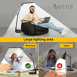 OTUS [2in1] LED Desk Lamp for Home Office with Wireless Charger, Architect LED Desk Light for Study, Reading, Working, Adjustable Tall Swing Arm Table Light, Dimmable Brightness, 3 Color Modes