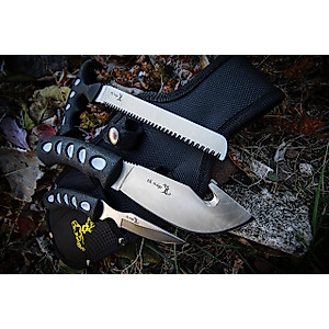 Elk Ridge - Outdoors 3-PC Hunting Knife Set - Satin Finish Stainless Steel Blades, Black Nylon Fiber Handles, Includes Combo Sheath - Hunting, Camping, Survival - ER-252