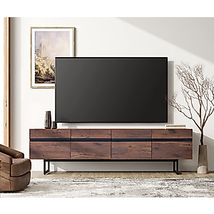 WAMPAT Modern TV Stand for up to 75 inch TV, Wood Entertainment Center TV Console Table with Storage Cabinets Media Console for Living Room, Brown