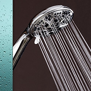 AquaDance Chrome Giant 5" 6-Setting High Pressure Hand Held Head with Hose for Ultimate Shower Spa Officially Independently Tested to Meet Strict US Quality & Performance Standards