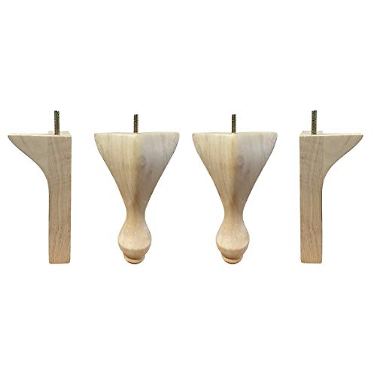 8-1/2" Dining Chair Queen Anne Style Unfinished Wood Chair Legs Set [5/16"-18 Bolt]