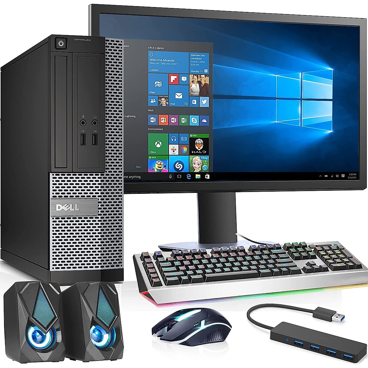 Dell OptiPlex Computer Desktop PC, Intel Core i5 3rd Gen 3.2 GHz Processor, 16GB RAM, 2TB HDD, New 22 Inch LED Monitor, RGB Keyboard and Mouse, WiFi, Windows 10 Pro (Renewed)
