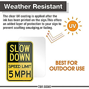 (3 Pack) Slow Down Speed Limit 5 MPH Sign, Slow Down Sign, 18" x 12" Engineer Grade Reflective Sheeting, Rust Free Aluminum, Weather Resistant, Waterproof, Fade Resistant, 2 Pre-drilled Holes