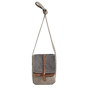 Mona B. Rowen Upcycled Canvas Shoulder Bag and Oakley Crossbody with Vegan Leather Trim (Oakley-Crossbody Mineral)