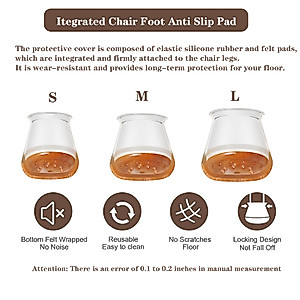 OCONDA 20 Pcs Chair Leg Floor Protectors for Hardwood Floors, Clear Rubber Furniture Sliders with Felt, Silicone Furniture Leg Caps Covers, Fit Round Diameter (0.8''-1.2'')