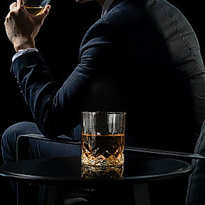 SIYOUKI Crystal Whiskey Glasses Set 11 oz, Old Fashioned Rocks Barware Lowball Glass for Bourbon, Scotch Whisky, Cocktails, Cognac, Liquor Drinking, Men Gift (2 Pack)