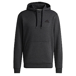 adidas Men's Essentials Fleece Hoodie, Dark Grey Heather/Black, X-Large