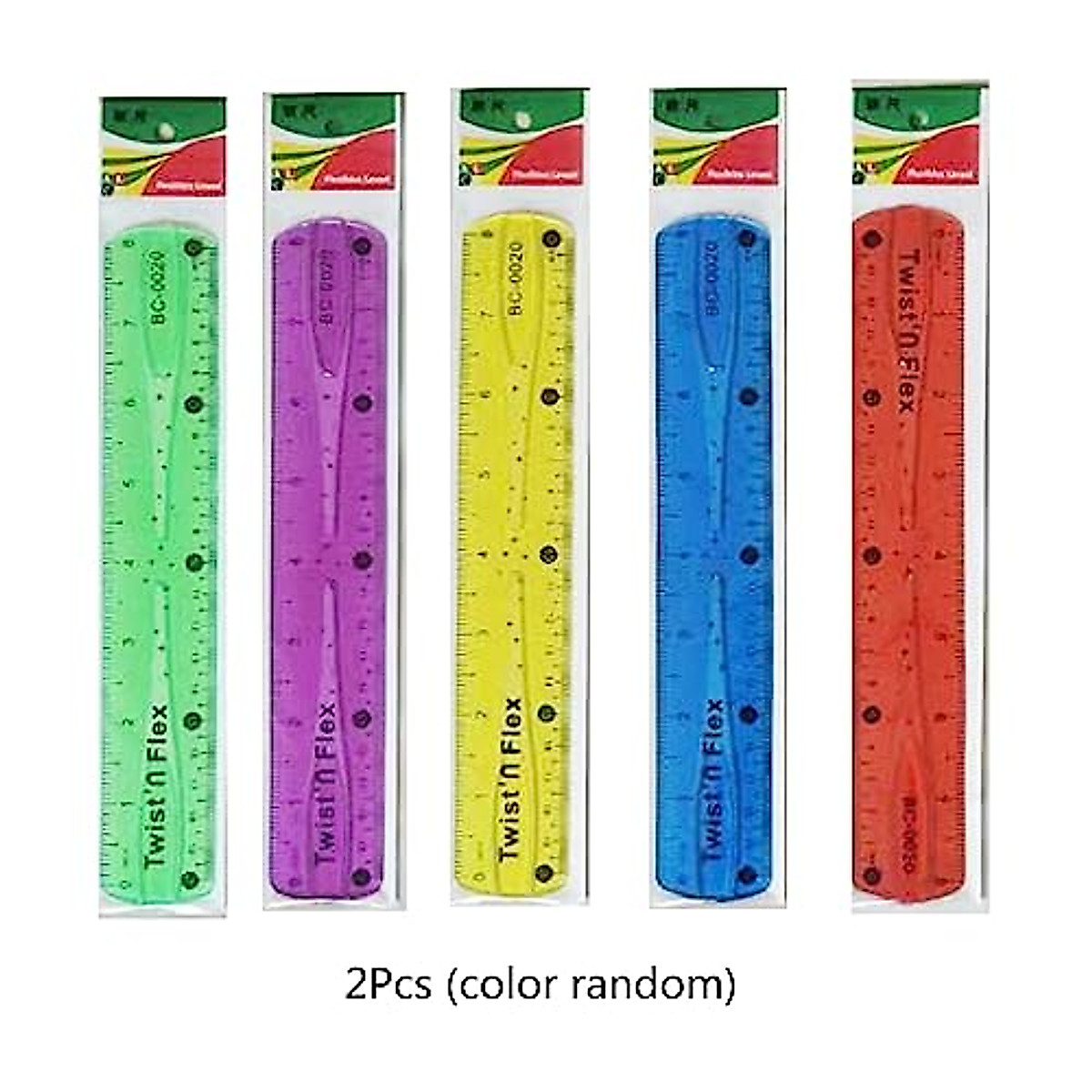 Thereisno 2 Pieces Color Flexible Rulers Soft Bendable Plastic Rulers Duals Scale Bendable Flexible Rubber Rulers Clear Straight Ruler 2 Pieces Flexible Ruler Hanging Pendant