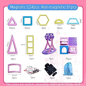 ASOK Magnetic Building Block 155pcs Educational Magnet Tiles Creative Learning and Development Macaron Color Toys Set for 3 4 5 6 7 8 Years Old Boys Girls Kids