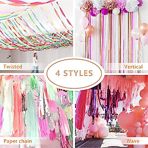 PIGETALE Crepe Paper Streamers 4 Rolls 328ft, Pack of Metallic Rose Gold, Pink, Dusty Pink Party Streamers for Birthday Wedding Bachelorette Baby Bridal Shower Party Decorations (1.8Inch x 82Ft/Roll)