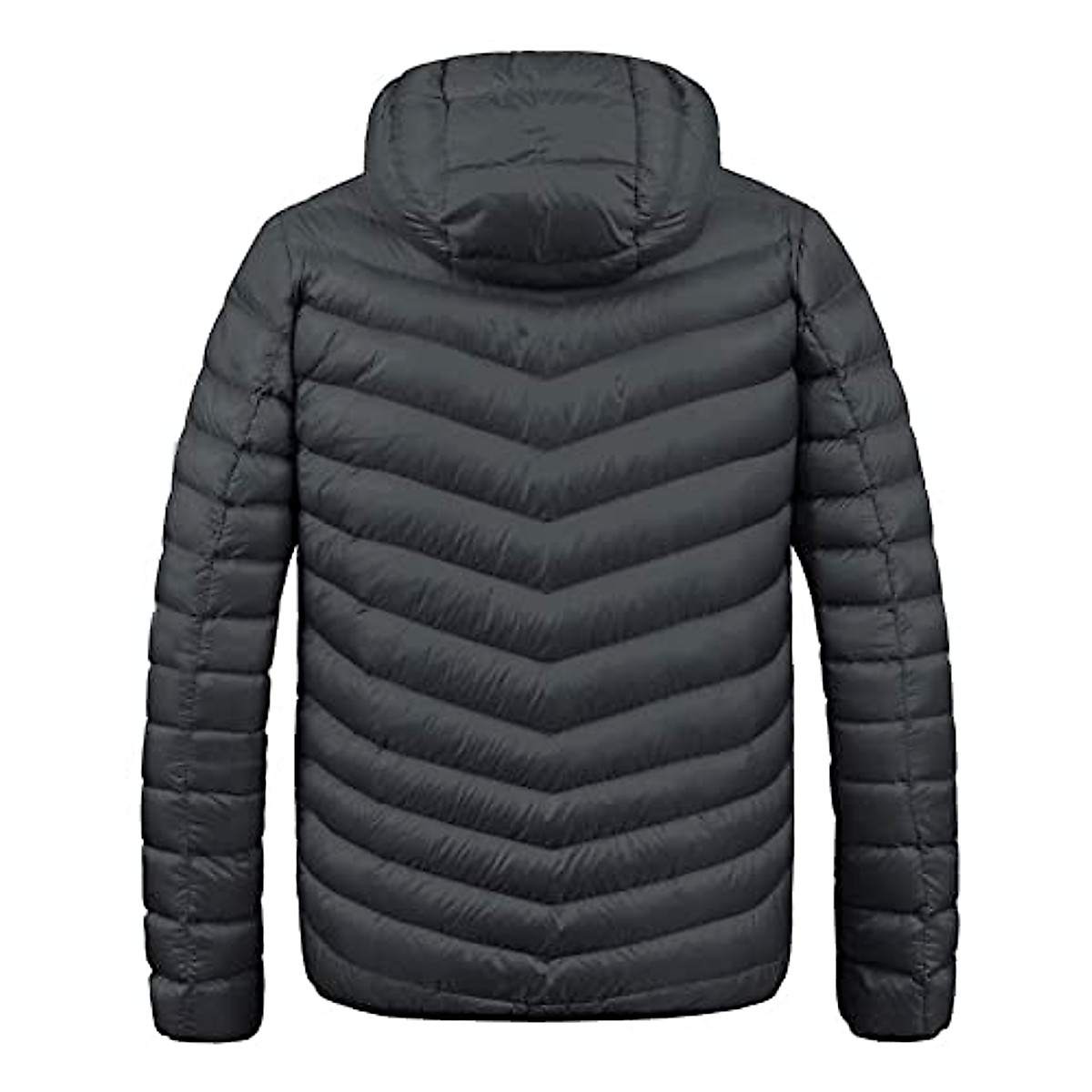 ZSHOW Men's Lightweight Packable Puffer Coat Hooded Warm Winter Jacket(Dark Grey,L)