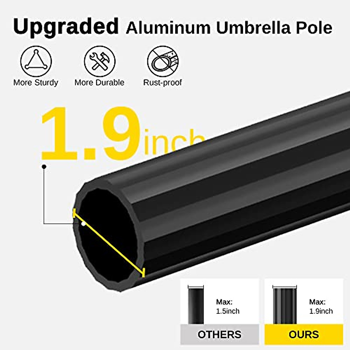 EAST OAK Patio Umbrella, 9 ft Outdoor Table Umbrella with 40 LED Solar Lights and 8 Ribs, 1.9inch Aluminum Pole, UPF 50+ Fade Resistant and Push Button Tilt for Deck and Poolside, Wine Red