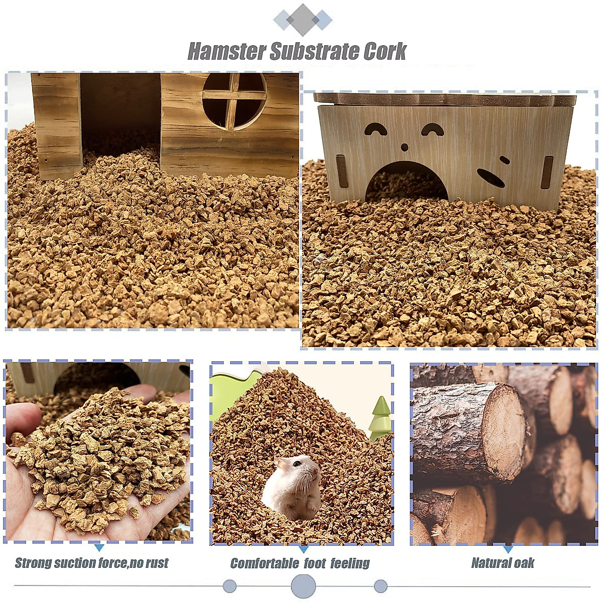 Tfwadmx Hamster Substrate Cork Natural Bedding Litter Mate Habitat Decor for Syrian Hamsters Gerbils Mice Degus Small Animal or Reptiles