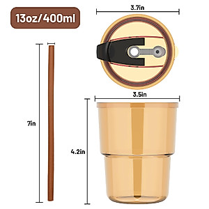 Luxfuel 13oz Tumbler Water Glass with Straw and Lid, 2 Pack Glass Coffee Cups gifts, Sealed Carry-On Glass Water Cup,Iced Tea, for Travel,Home, Office, Party, Camping and Outdoor (Iridescent Shimmer)