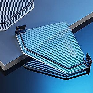 AODORAN Shower Caddy Bathroom Organizer - 2-Pack Black Shower Organizer Rustproof Acrylic Shower Corner Shelves With 2 Hooks, Adhesive Wall Mounted Bathroom Shelves Kitchen Organizer