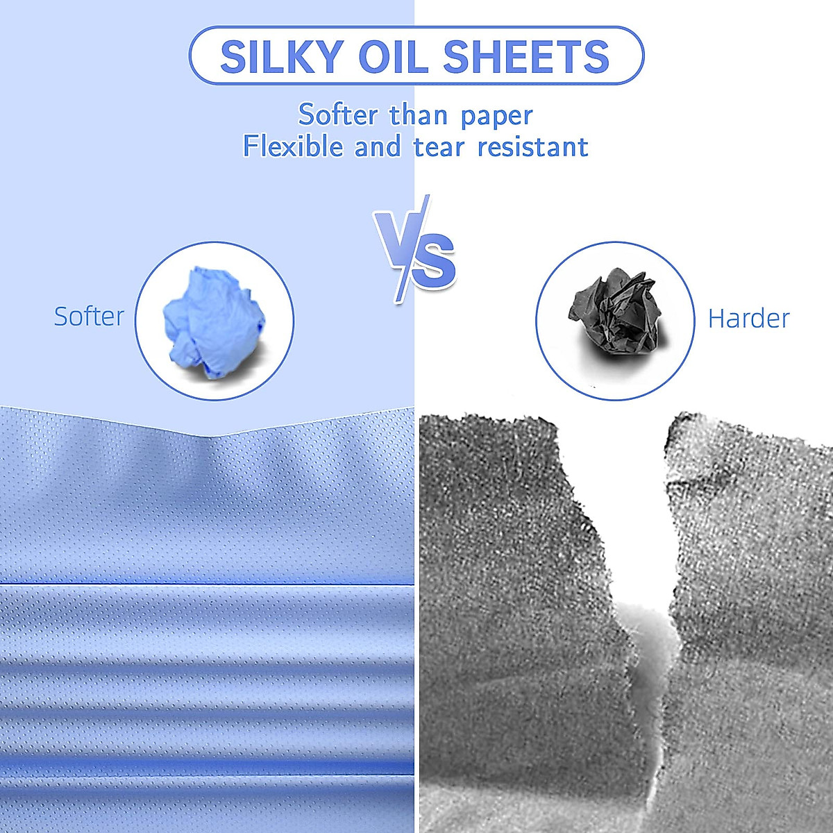 Great Absorbent Oil Blotting Sheets for Face - 10% Larger Oil Control Film 4pk/200 Makeup Friendly Blotting Paper for Oily Skin, High-Performance, Tear-proof Oil Absorbing Tissues