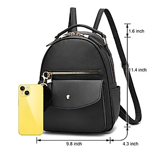 I IHAYNER Mini Backpack for Women Small Backpack for Ladies Leather Backpack Purse Designer Travel Satchel Bags with Pompom