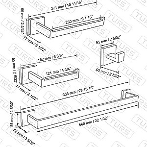 TURS Bathroom Accessories 4-Pieces Bathroom Hardware Set Polished Chrome Towel Bar Set Stainless Steel Towel Holder Set