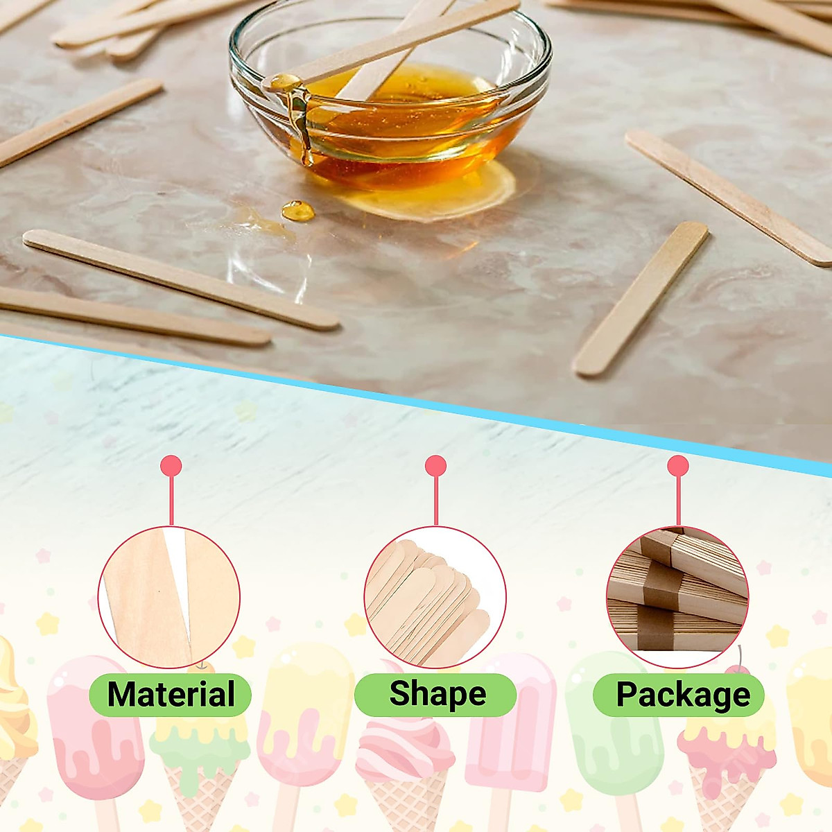 Perfect Stix - PS-114st-1,000 4.5" Craft Sticks/ Ice Cream Sticks/ Natural Wood - Box of 1,000ct