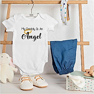 Brisco Brands My Daddy Is An Angel Cute Little One Baby Bodysuit Jumper Girls