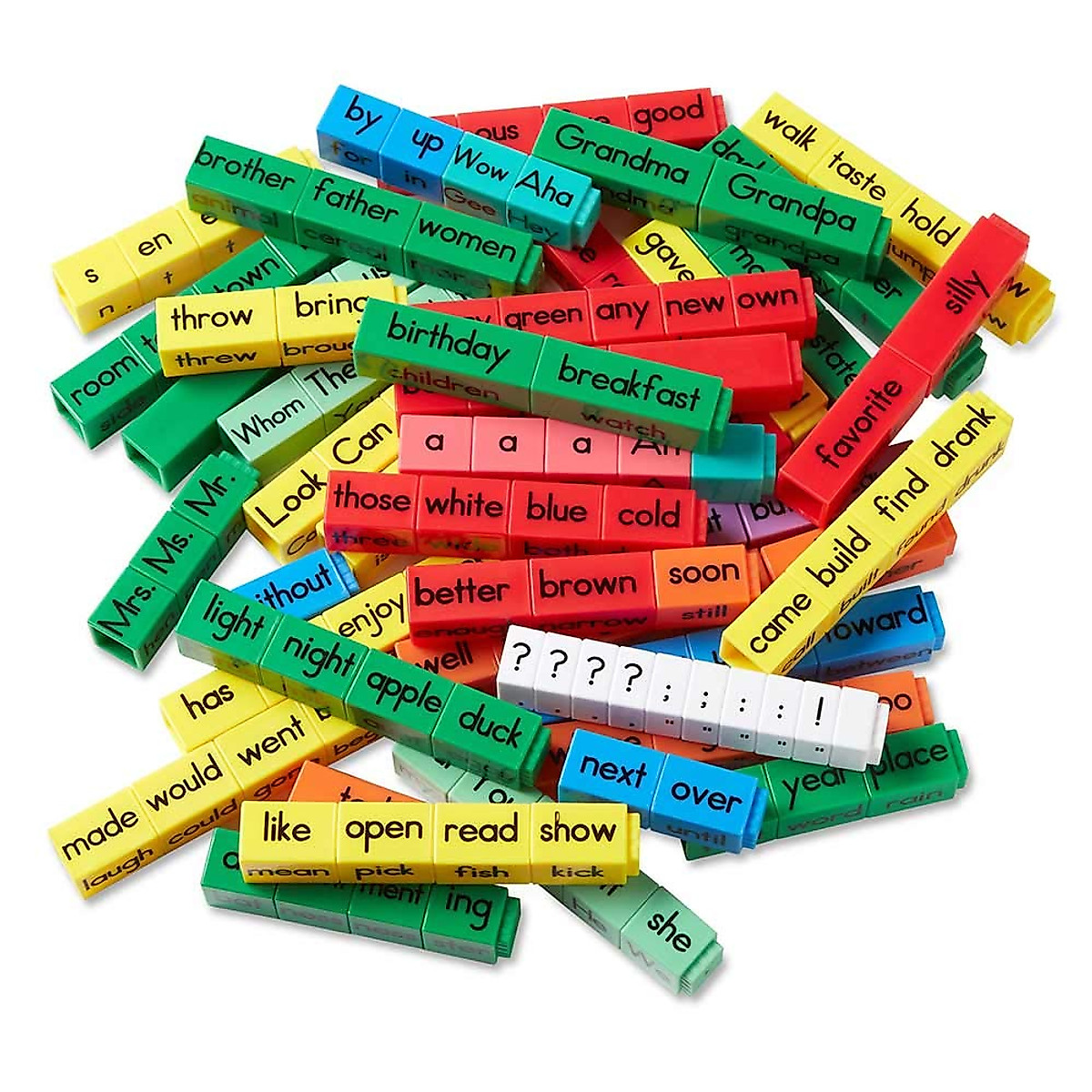 hand2mind Reading Rods Sentence Construction Cubes, Create Sentences with Word Blocks for Kids Ages 5 and Up, Linking Cubes, Montessori Toys For Toddlers, Kindergarten Homeschool Supplies (Set of 156)