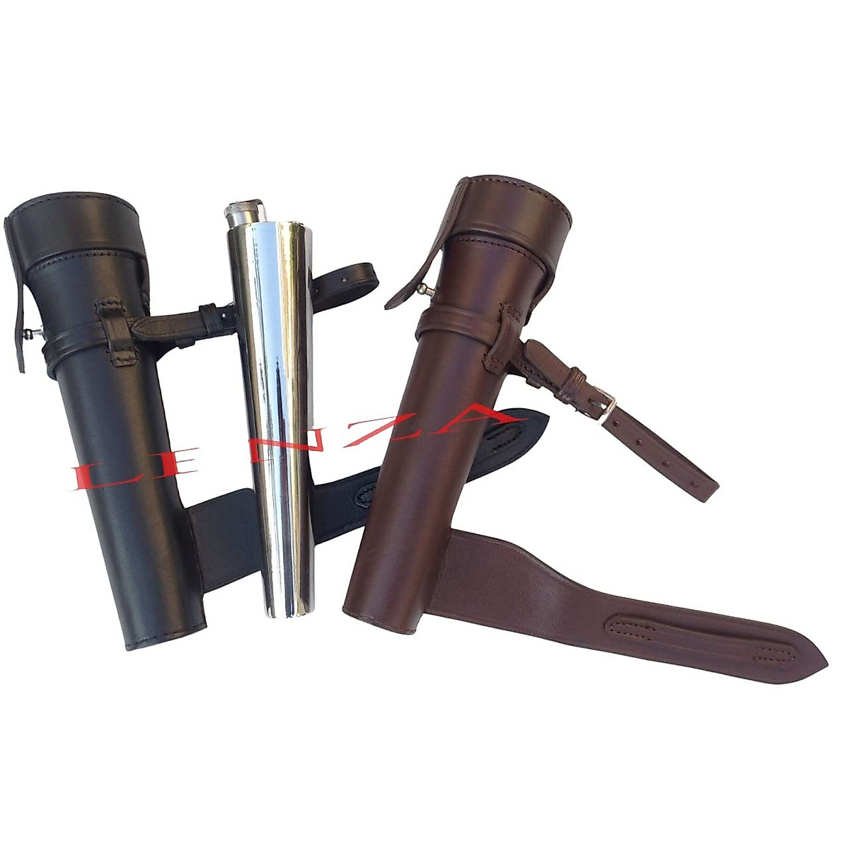 Horse Saddle Flask Set Saddle Hip Flask Brown Leather Cased stainless steel baton Saddle Flask Fox Hunting Horse Flask Riding Christmas Gifts For Him Her (Brown)