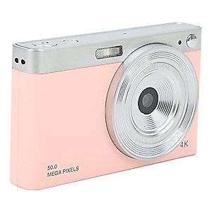 Digital Camera, Kids Camera 4K Digital Camera 2.88in IPS HD Mirrorless 16X Zoom 50MP Compact Portable Mini Cameras for 4-15 Year Old Kid Children Teen Student Girls Boys(Pink)