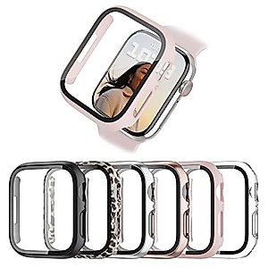 6 Pack Case for Apple Watch Series 3/2/1 38mm with Tempered Glass Screen Protector, BHARVEST High Definition Scratch Resistant Hard PC Bumper Cover for Apple Watch Accessories (6 Colors, 38mm)