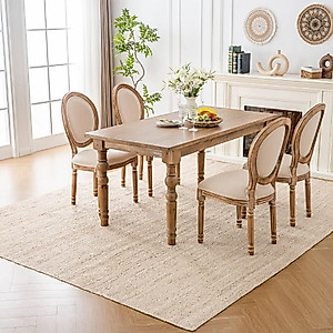 Shatex 5x8Ft Handrafted Jute Rugs,Chunky Textured Indoor/Outdoor Rugs,Solid Rustic Farmhouse Style, for Bedroom Living Room Dining Room, Off-White