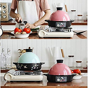 MYYINGBIN Moroccan Tagine Pot Ceramic Slow Cooker Suitable for Oven Microwave Oven Gas Stove Electric Ceramic Stove, 1.5 Liter, Pink