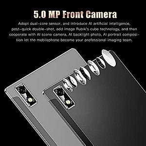 Gaming Tablet, Tablet PC Dual Camera 3 Card Slots with Keyboard Mouse for Family (Gray)