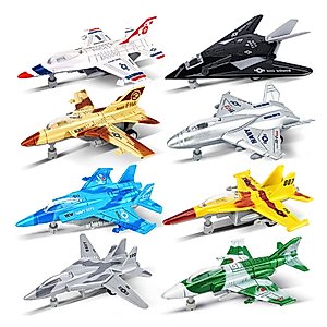 OTONOPI Fighter Jet Toy Model Airplane Playset Aircraft Plane Military Air Force Set Diecast Pull Back Toy Planes F-15 F-16 F-18 Model Birthday Gift for Boys Toddler Kid Girl Age 3+ Party Favor 8 Pack
