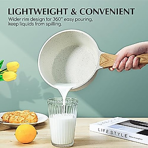 SENSARTE White Ceramic Nonstick Saucepan with Lid 2.5 QT, Small Cooking Pot with Stay Cool Handle, Induction Compatible Soup Pot, PFOA/PFAS Free