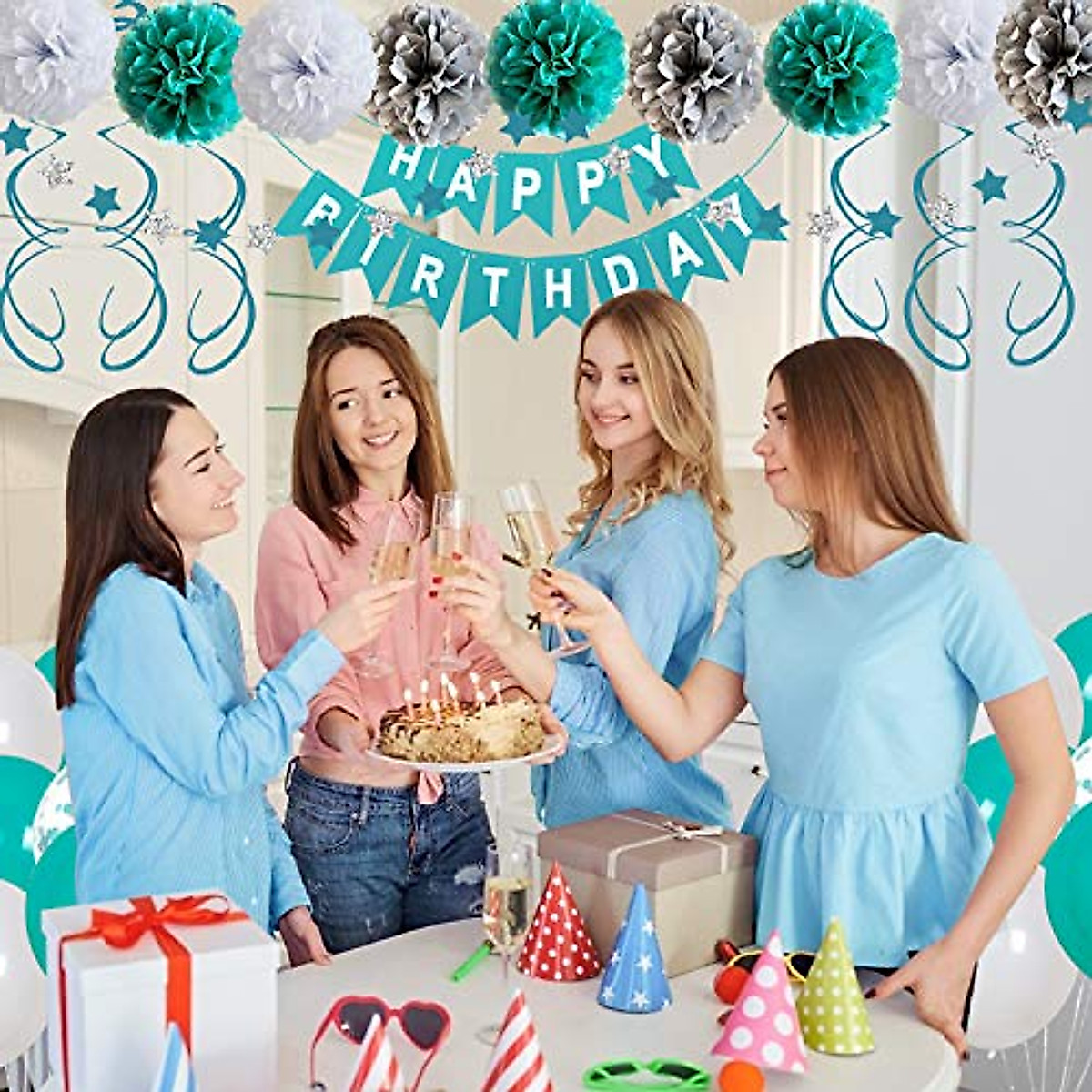 Birthday Decorations Women Teal Birthday Balloons for Girls Boys Men Happy Birthday Party Decor suit for 1th 10th 13th 16th 18th 20th 21st 25th 30th 35th 40th 50th 60th