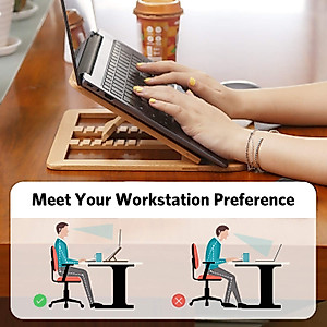 RAVEGO Laptop Stand, Foldable Wooden Laptop Riser Adjustable Computer MacBook Stand for Desk Portable Universal Notebook Laptop Holder with Multiple Angles for Laptops Up to 15.6 inches (Beech)