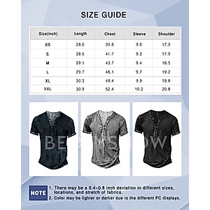 Mens Distressed Henley Shirts Front Placket Retro Short Sleeve Tee Shirts Casual Button Down Washed T-Shirts for Men