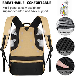 Laptop Backpack,Business Travel Anti Theft Slim Durable Laptops Backpack with USB Charging Port,Water Resistant College Computer Bag for Women & Men Fits 15.6 Inch Laptop and Notebook-Khaki