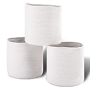 YOUDENOVA Rope Storage Baskets Set of 3 - Stylish Woven Baskets with Reinforced Handles for Effortless Toy Storage and Baby Gift Organization in Nursery, Living Room, and Bedroom