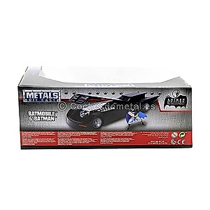 DC Comics 1:24 Batman Animated Series Batmobile Die-cast Car with 2.75" Batman Figure, Toys for Kids and Adults,Black