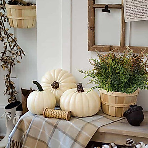 XHXSTORE 4pcs Artificial Boston Fern Plant Plastic Fern Leaves Artificial Fern Bouquet Persian Grass Artificial Shrubs for Fall Outside Inside Hanging Basket Fireplace Garden Home Decoration