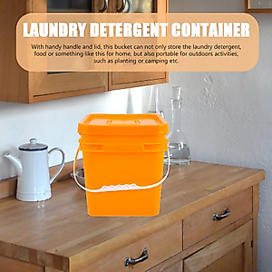 LUOZZY Large Laundry Detergent Storage Box Farmhouse Laundry Powder Container Square Washing Powder Bucket (10L Orange)