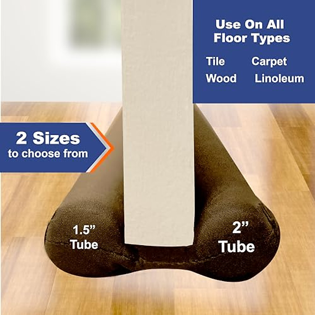 Twin Draft Guard Hug N Fit, Original Dual Draft Stopper Instantly Blocks Air from Entering, Water Repellent, Fits 28”-36” Length with 1.5” Energy Saver Tube