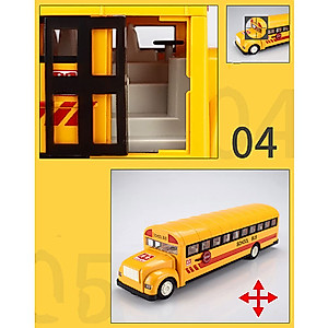 QAQQVQ RC School Bus 2.4G Simulation Bus Model 45-Degree Climbing School Bus Public Transportation Car Door Can Be Opened Front and Rear Lights Simulation Sound Boy Toy Car Child Gift