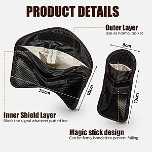 4 Pack Faraday Bags for Key Fob Cell Phone Faraday Cage Protector Anti Theft Key Case Keyless Signal Blocking Key Pouch Remote Entry car RFID Blocker, 2 Sizes(Black, Red,Carbon Fiber Textured)