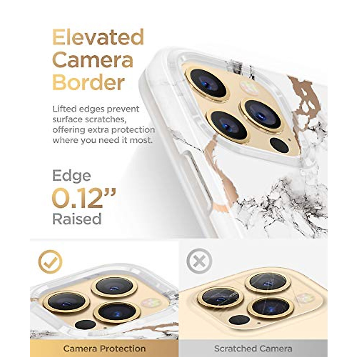 GVIEWIN Compatible with iPhone 12 Pro Max Case 6.7 Inch 2020, Marble Ultra Slim Thin Glossy Soft Shockproof TPU Rubber Stylish Flexible Protective Cover for iPhone 12 Pro Max (White/Gold)