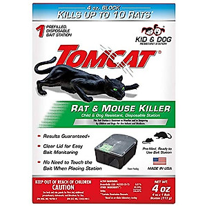 Tomcat Rat and Mouse Killer Disposable Station for Indoor/Outdoor Use - Child and Dog Resistant (1 Station) 4 Pack