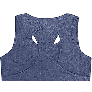 Cyanstyle Round Neck Workout Tank Tops for Women Casual Sleeveless Shirts Loose Fit Navy Blue Small