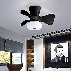 SEYFI Kids Bedroom Ceiling Fan with Light Reversible with Remote Control 6 Speeds Led Dimmable Fan Ceiling Light 64W with Timer Modern T Ceiling Fan Light