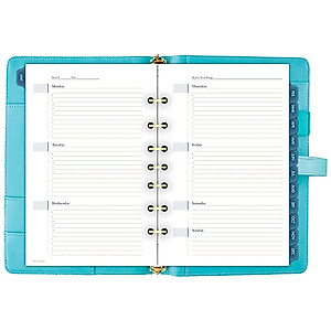 AT-A-GLANCE, Undated, 5-1/2" x 8-1/2", Desk Size, 7-Ring, Faux Leather Fashion, Teal (DR1118-040-42)