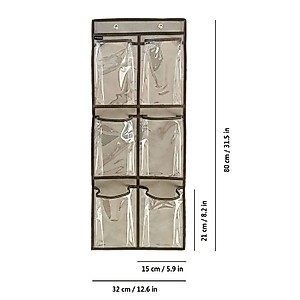 ANZORG 2 Packs Over The Door Hanging Closet Shoes Holder Organizer Shoe Storage Shoe Rack with 6 Pockets (Clear PVC Pockets)